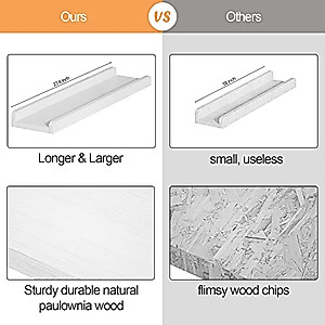 Alsonerbay White Floating Shelves Wall Mounted Set of 3, 23.6 Inch Rustic Wood Wall Shelves for Storage and Display for Bedroom Living Room Bathroom Kitchen Office and More