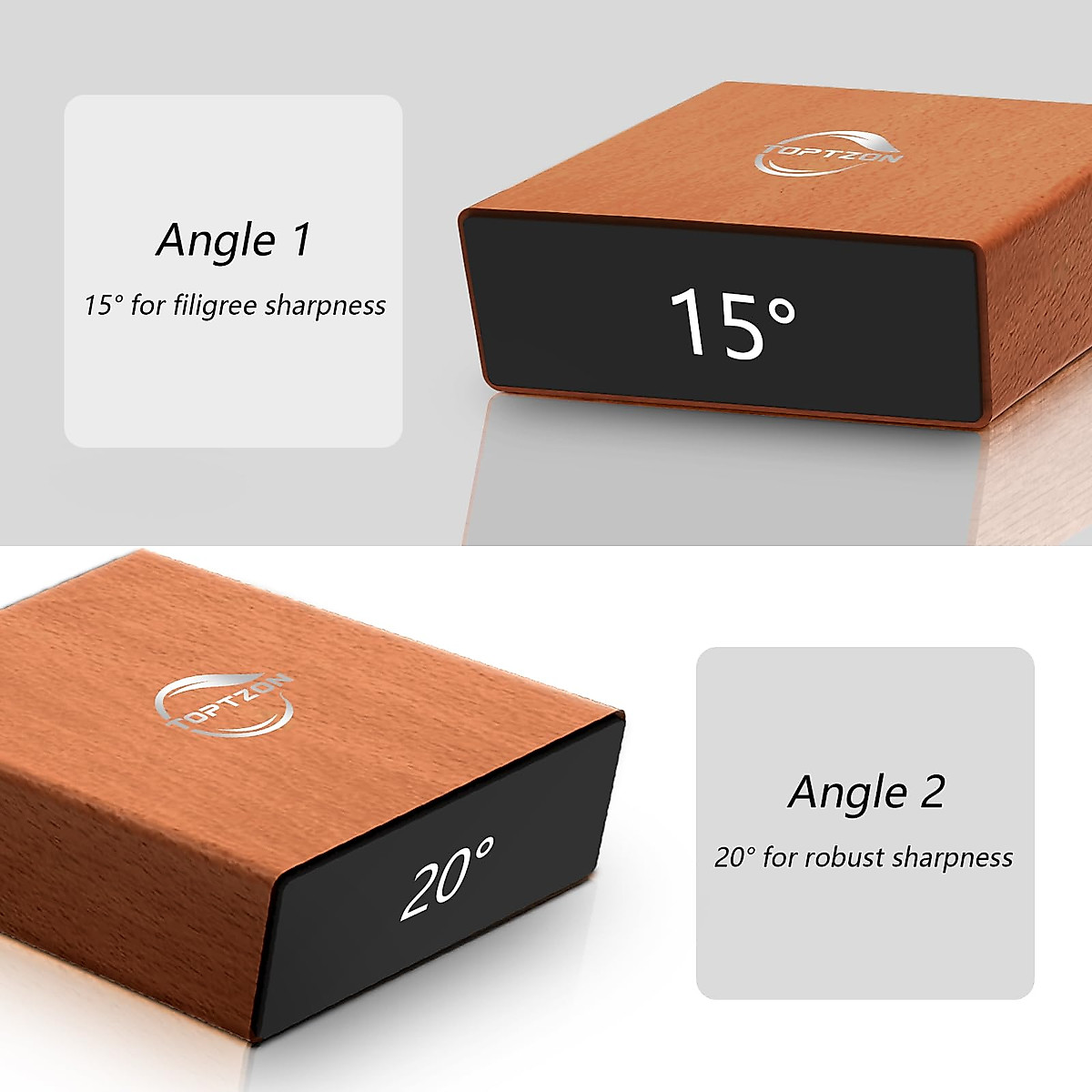 Toptzon Diamond Brown Rolling Knife Sharpener – Roller Knife Sharpener Kit with 15 & 20 Degree Magnetic Angle Stand & Leather Strop Paddle Kit - Easy Sharpening for Kitchen Knife (Modern Brown)