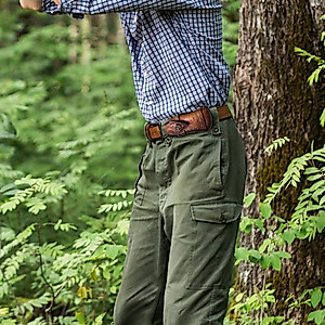 MiOYOOW 4.7" Pocket Knife Pouch, Carved Folding Knife Holster Horizontal/Vertical Leather Knife Holder for Camping Hunting Jungle Exploration