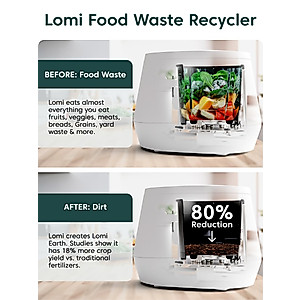 Lomi 1.3 – 3L, Electric Composter (45 Cycles), World’s First Smart Waste That Turns Waste into Natural Fertilizer with a Single Button, Indoor Compost - Kitchen Food Recycler (White, Lomi 1.3)