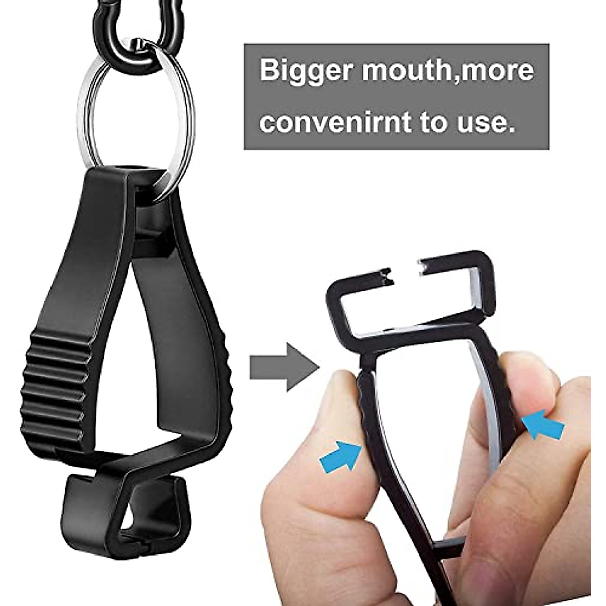 RICHARDJOV 6PCS Glove Clip Holder Safety Work Gloves Clip for Belt, Metal Glove Keeper Loop Glove Grabber Clip Holder(Black)