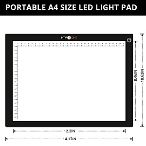 HTVRONT Portable A4 Led Bright Light Pad, Ultra-Thin & Adjustable Luminosity Light Board, USB Powered Black Light Box for Tracing, Weeding Vinyl, Weeding Tool, Diamond Painting, Sketching