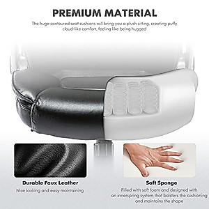 COLAMY High Back Office Chair-Executive Computer Office Chair with Flip-up Arms Adjustable Height Swivel Chair, Thick Padded Leather for Comfort and Ergonomic Design for Lumbar Support (300lbs, Black)