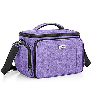 LUXJA Carrying Bag Compatible with Cricut Joy, Carrying Case Compatible with Cricut Joy and Tool Set, Tote Compatible with Cricut Joy (with Supplies Storage Sections), Purple (gray lining)