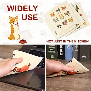 Patelai 6 Pieces Mixed Dog Swedish Cleaning Dishcloths Cloths Absorbent and Fast Drying Kitchen Dish Towels Dogs Cleaning Wipes for Kitchen Bathroom Office Wedding Housewarming, 6 Designs