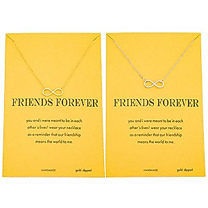 Zealmer Best Friend Cross Arrow Infinity Love Necklace 16K Gold Plated (Infinity silver+gold 2PCS)