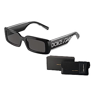 Dolce & Gabbana DG6187 501/87 53MM Black/Dark Grey Rectangular Sunglasses for Women + BUNDLE With Designer iWear Eyewear Kit