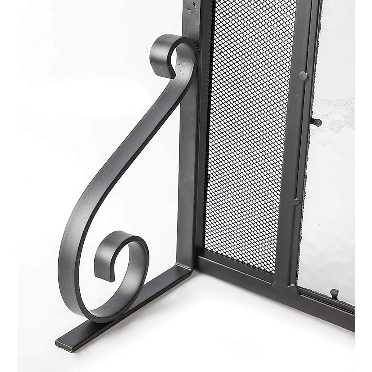 Plow & Hearth Metal Fireplace Screen Glass Flatguard Black | 38" W x 31" H | 2 - Door | Spark Guard Indoor Grate | Iron Fire Place Cover | Wood Burning Stove Decorative Accessories