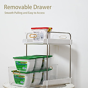 ILIKUHOME Under Sink Organizers and Storage, 2-Tier Clear Organizer with Sliding Drawers, Muti-purpose Pull Out Organizers for Bathroom, Kitchen, Pantry, Makeup, Office