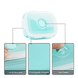 KUFUNG Collapsible Silicone Food Storage Container Stackable - Space Saving | Microwaveable | Freezer, Dishwasher Safe| BPA Free|Collapsible Leftover or Meal Prep Lunch Box Containers (Blue, 1200ml)