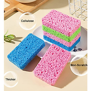 12-Count Kitchen Sponges- Compressed Cellulose Sponges Non-Scratch Natural Dish Sponge for Kitchen Bathroom Cars, Funny Cut-Outs DIY for Kids