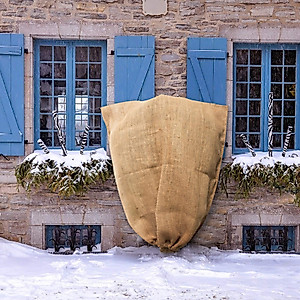 40 × 47 Inch Burlap Winter Plant Cover Bags- Large Size Plant Frost Protector with Drawstring Reusable Plant Covers Freeze Protection Tree Freeze Blanket for Outdoor Garden Plants from Animal Eating