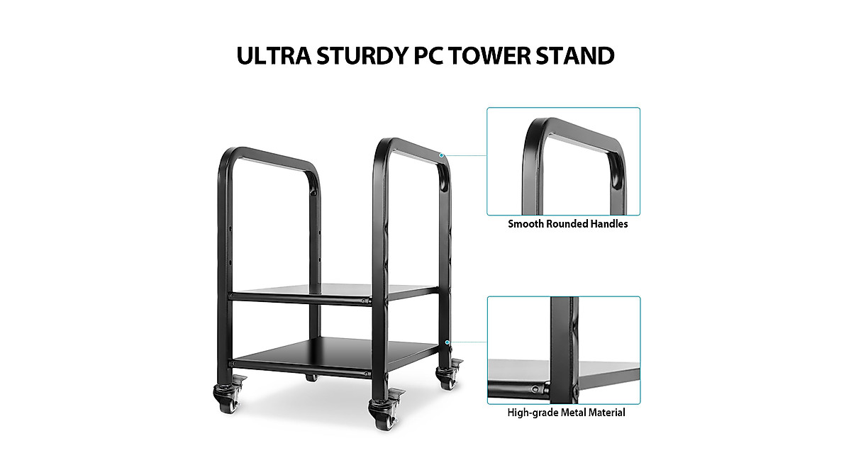 Adjustable Rolling Computer Tower Stand & PC Cart