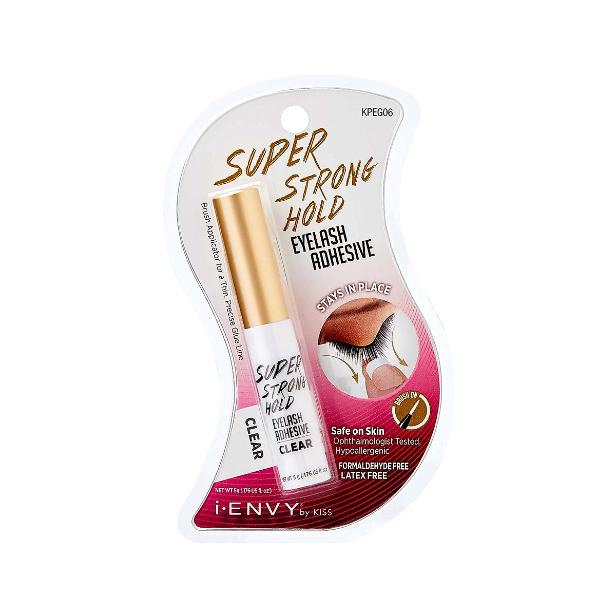 Kiss I Envy Eyelash Adhesive Super Strong Hold Clear 5 Gram (Pack of 6)