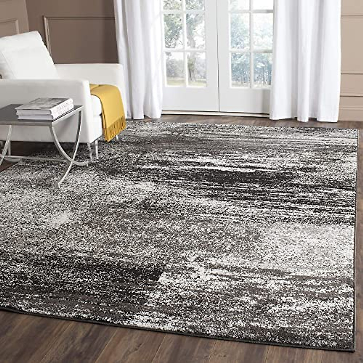 SAFAVIEH Adirondack Collection 8' x 10' Silver / Black ADR112A Modern Abstract Non-Shedding Living Room Bedroom Dining Home Office Area Rug