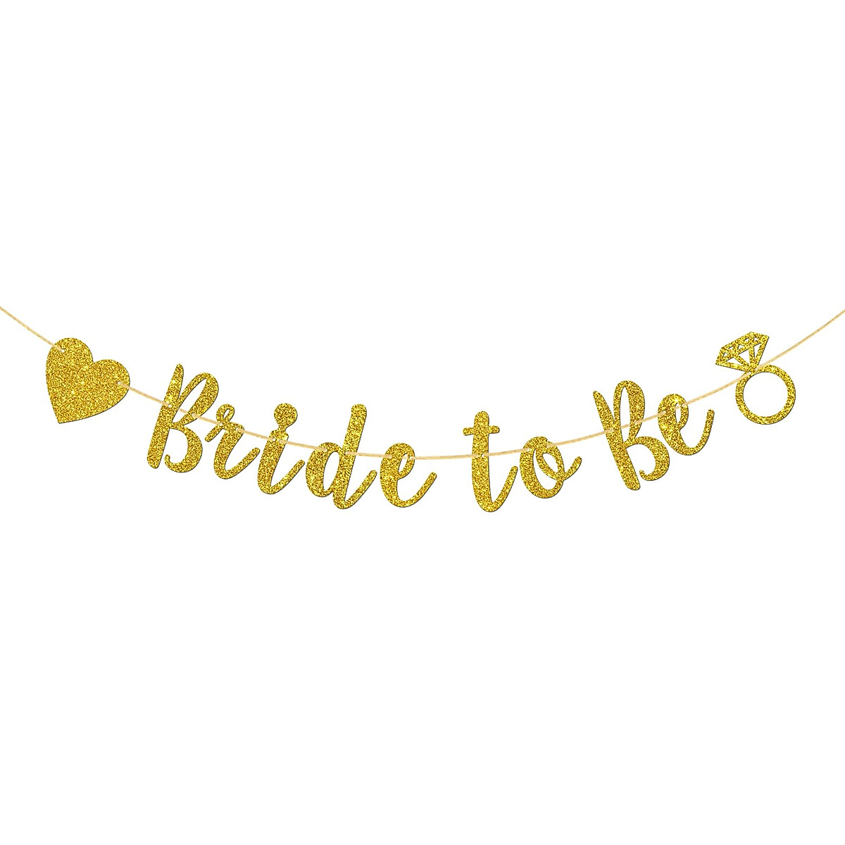 Halodete Bride to Be Banner, Mr & Mrs Wedding Banner, Bridal Shower, Engagement, Bachelorette Party Garland Bunting Decorations - Gold Glitter