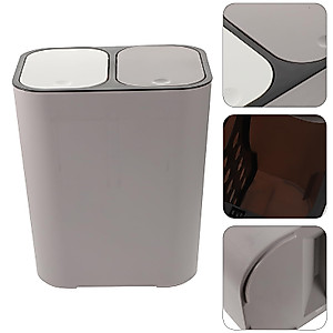 Ipetboom 1pc Double Compartment Trash Can Wet & Dry Trash Can Recycling Bin Household Toilet Trash Can Trash Can with Lid Wet & Dry Trash Can for Home Office-Gray (12.97X11.28X8.14in)