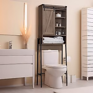 Homajor Over The Toilet Storage Cabinet,Over Toilet Bathroom Organizer,Above Toilet Storage Cabinet,Bathroom Storage Cabinet Over Toilet,with Adjustable Shelf,Sliding Door(Gray)