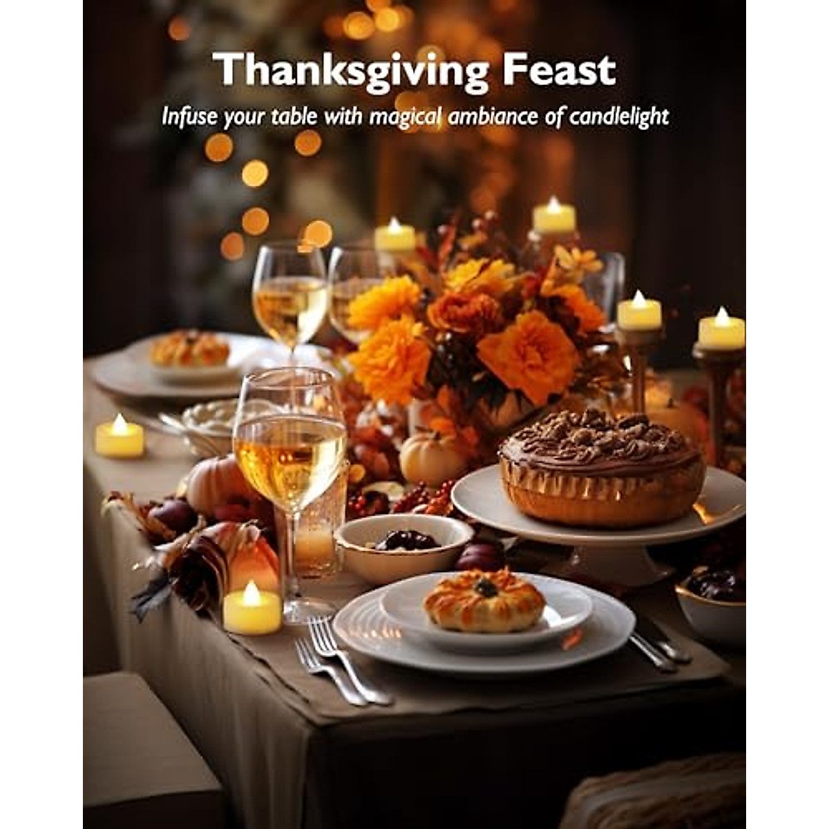 Homemory Value 24Pack Flameless LED Candles Tea Lights Battery Operated, 200+Hours Electric Fake Candles Tealights for Votive, Halloween, Pumkin, Ofrenda, Diya, Table Decor, Funeral, Christmas