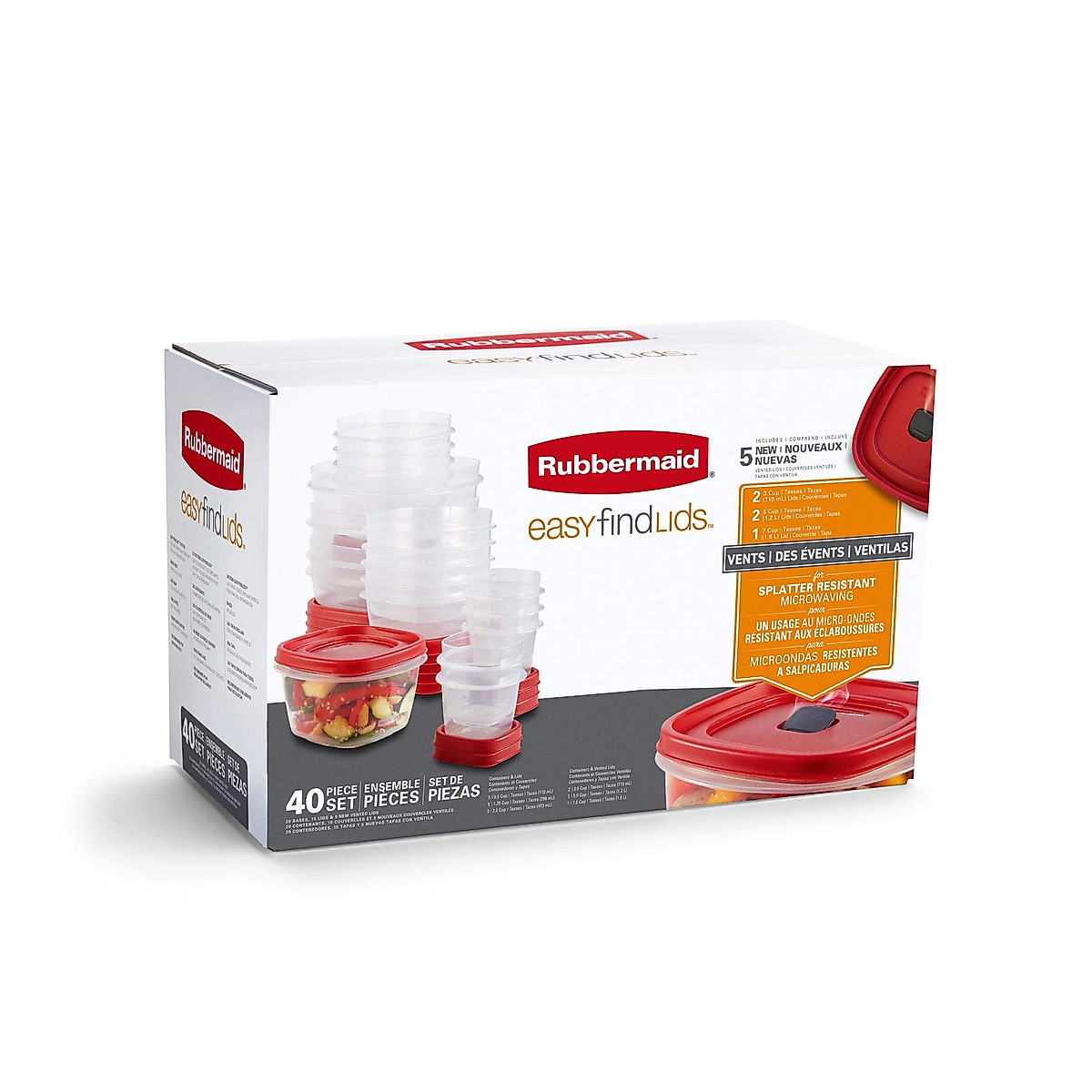 Rubbermaid 2063703 Easy Find Lid Storage Container, BPA Free, Red