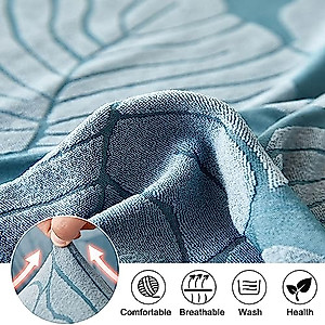 GUYIRT Sofa Slipcovers 3 Seater, Jacquard Couch Sofa Cover, Form Fit Slip Resistant Universal Furniture Protector for Living Room-Blue-4 Seater 235-300cm