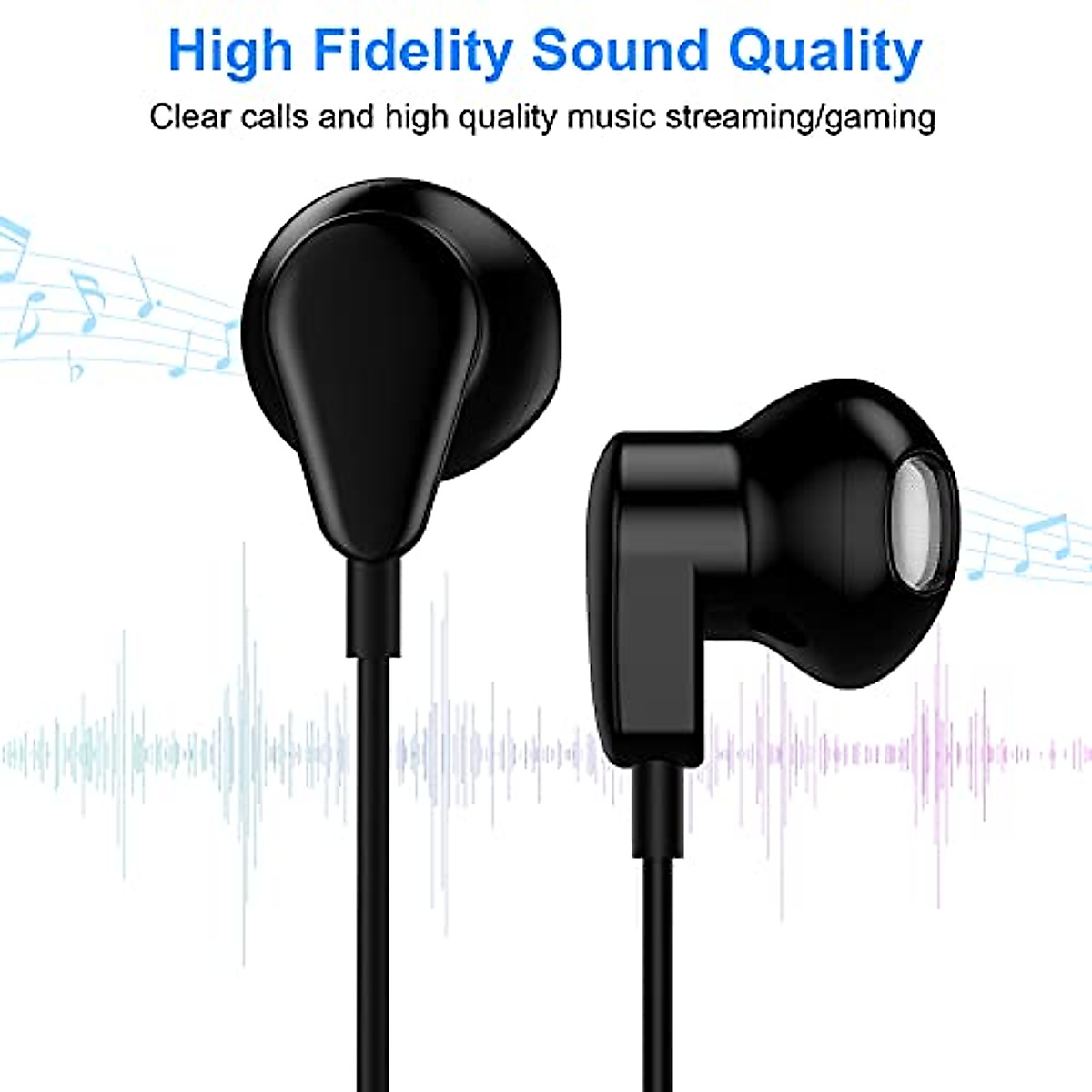 TITACUTE USB C Headphones for Samsung S23 Ultra S22 S21 S20 A53 Galaxy Z Flip Fold Digital Type C Earphone with Mic Noise Canceling Wired Earbuds for iPad 10 Pro Air Mini Pixel 7 6 6a OnePlus 11 Black
