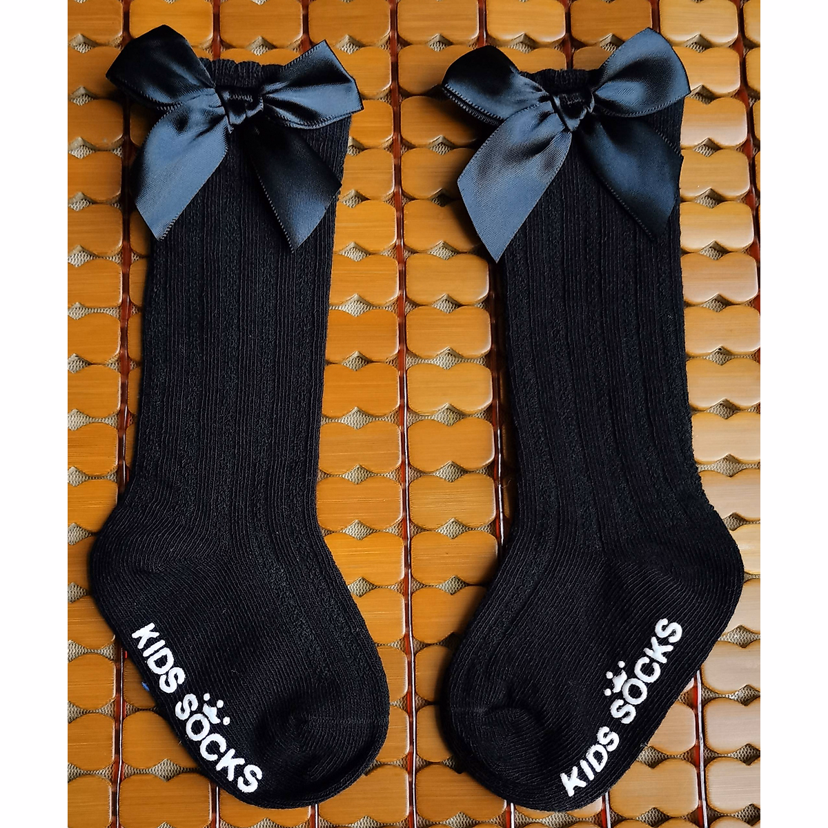 QandSweet Baby Girl Knee-High Socks Toddlers Bow Stockings Newborn Infant Non-Slip Sock (0-12 Months, A Non-skid 5 Pairs)