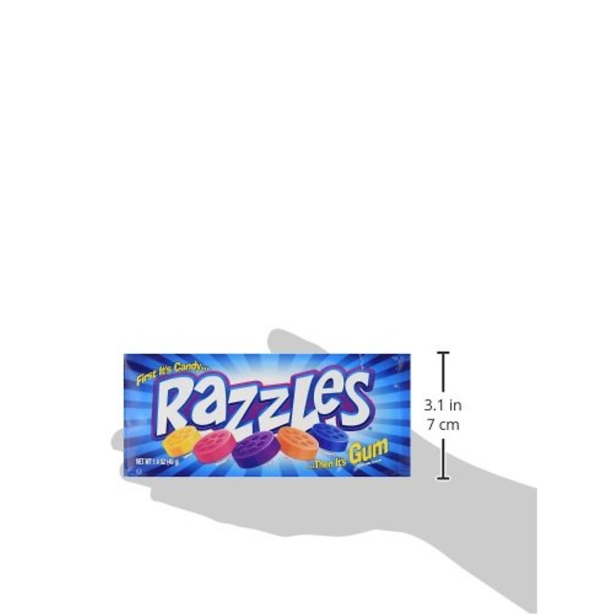 Original Razzles Candy/Gum, Box of 24 1.4-Ounce Bags