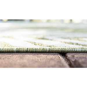 Unique Loom Outdoor Botanical Collection Area Rug - Palm (9' x 12' Rectangle, Green/ Ivory)
