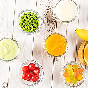 YARYOUNG 24 Pack 4oz MINI Glass Food Storage Containers, Small Glass Containers with Airtight Locking Lids, Glass Food Jars for Condiments, Canning, Snacks, Jams, Food, Dishwasher Safe, Round