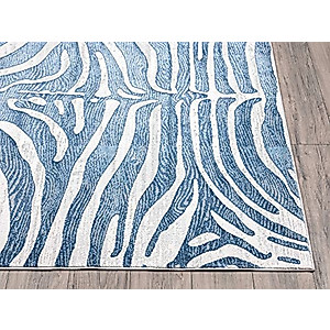 Abani Nova NOV170A Blue Grey Zebra Print Area Rug 6' x 9'