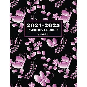 2024-2025 2 Year Monthly Planner: Calendar And Organizer For Women - Pink Floral Butterfly Cover