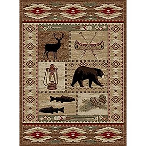 Rustic Lodge Brown 8x10 Area Rug, 7'10x9'10