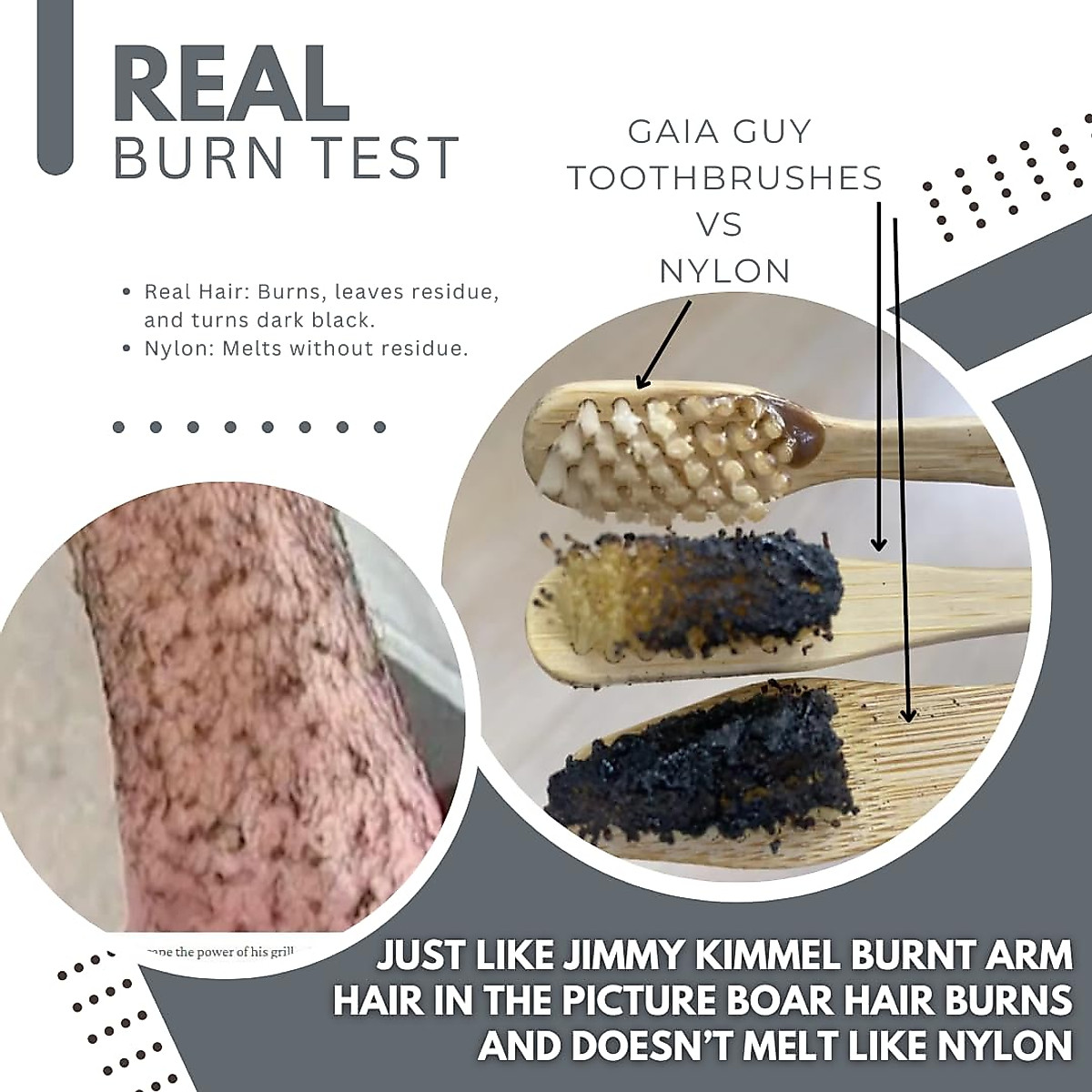 Gaia Guy Bamboo and Boar Bristle Double-Sided Pet Toothbrushes - 6-Pack - for Dogs, Cats and Planet - Plastic-Free and Nylon-Free Natural Bristles - No Microplastics