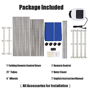 Portable Clothes Dryer, Electric Clothes Dryer Machine with 3 Gears & Remote Control, Timing Function, Folding Clothes Dryer for Travelling, Apartment, Home, 1200-1500 Watts