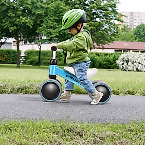 Baby Joy Baby Balance Bikes, Baby Bicycle, Children Walker Toddler Baby Ride Toys for 9-24 Months, Ride-on Toys Gifts Indoor Outdoor for 1 Year Old, No Pedal Infant 4 Wheels Bike (Blue)