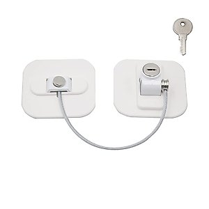 U/D SAIRUIDIPU Refrigerator lock with key, Fridge Lock with Adhesive tape, Child safety lock for cabinets (White, square 1)
