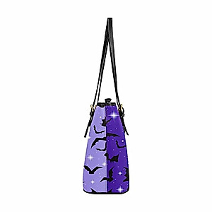 InterestPrint Bats Stars On Purple Women Tote Bags Top Handle Satchel Handbags PU Faux Leather Tassel Shoulder Purse