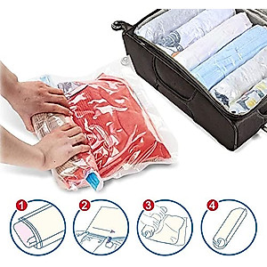 Spacesaver Premium Travel Roll-Up Storage Bags with Double-Zip Seal and Triple-Seal Turbo Valve, Get Maximum Space Saving and 80% More Storage (Travel 8 Pack)