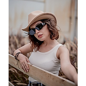 Toppers Classic Cowboy Hat Wide Brim Fedora Hats for Men Womens Cowgirl Hat Outdoor Panama Hat Light Brown