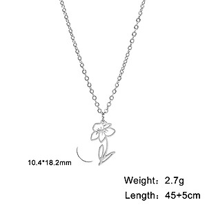 kkjoy Birth Month Flower Necklace Stainless Steel 12 Month Birthday Flower Pendant Necklace Best Friend Necklace Jewellery Gifts for Women