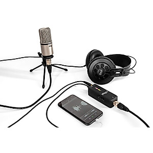 IK Multimedia iRig Pre 2 mic preamp adapter interface for iPhone, iPad, Android, iOS & DSLR cameras, with +48V phantom power, XLR connector & headphone output