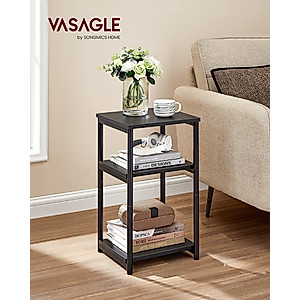 VASAGLE Side Table, Small End Table, Tall Nightstand for Living Room, Bedroom, Office, Bathroom, Classic Black ULET273B16