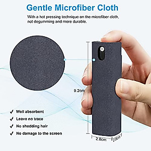 BoYata Screen Cleaner Kit 2PCS, 3-in-1 Touchscreen Mist Cleaner Spray Bottle Tool & Microfiber Cloth, Portable Reusable Fingerprint-Proof Spray Bottle for Phone/Laptop/Tablet/TV/Monitor/Car Screens