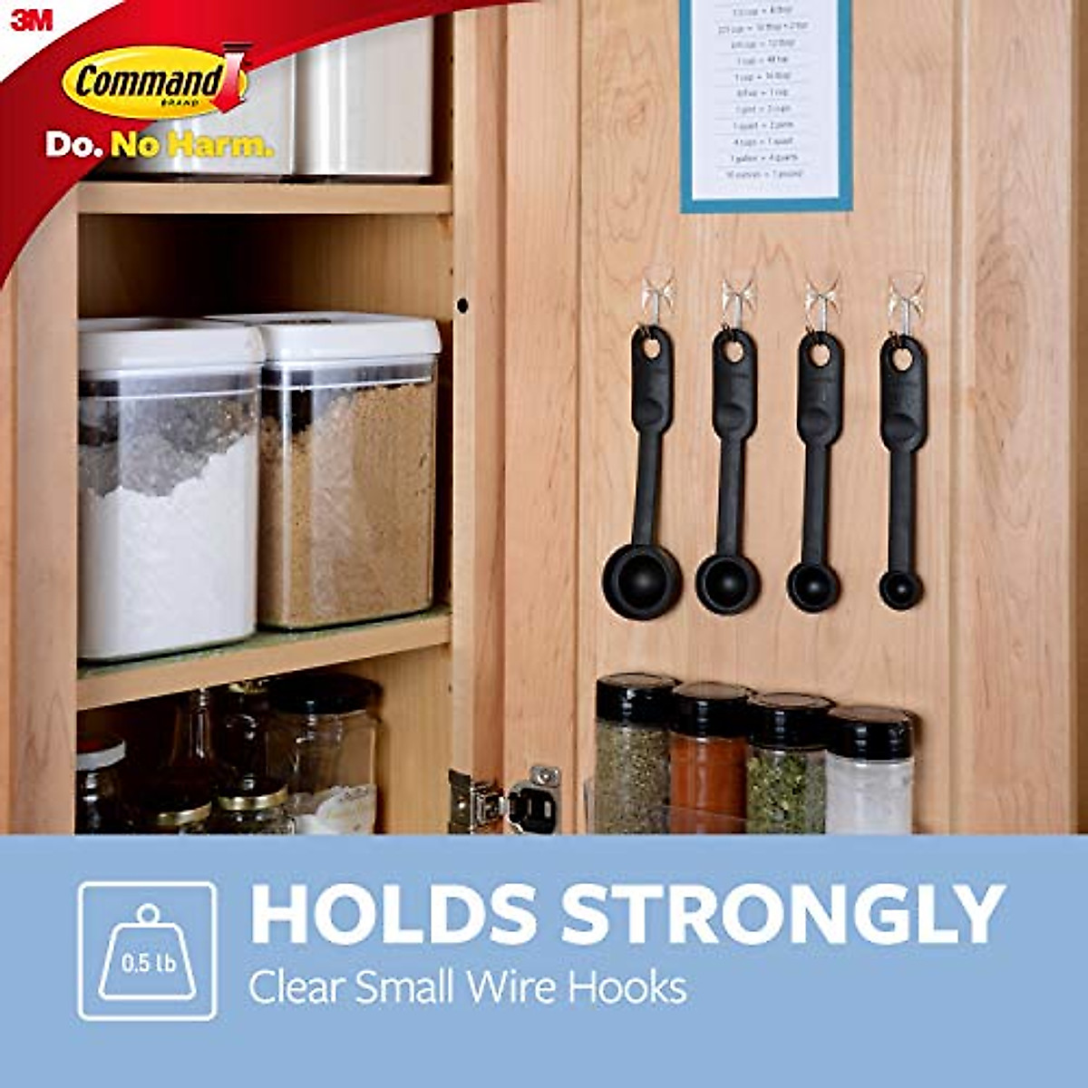 Command Wire Hooks, Small, Clear, 3-Hook, 6-Pack (18 Hooks Total)