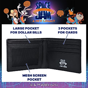 Concept One Warner Bros Space Jam A New Legacy Tune Squad Bifold Wallet in a Decorative Tin Case, Multi