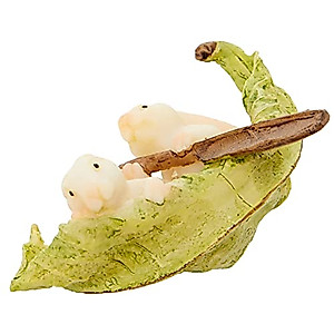 Top Collection Miniature Fairy Garden and Terrarium Statue, Rabbits Rowing Leaf Boat
