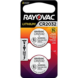 Rayovac CR2032 3V Batteries, 3 Volt Battery Lithium Coin, 2 Count