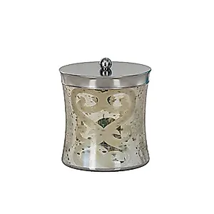 nu steel MG1H Mercury Glass Bathroom Vanity Countertop Storage Organizer Canister Jar for Cotton Swabs,Rounds,Balls,Makeup Sponges,Bath Salts-Etched