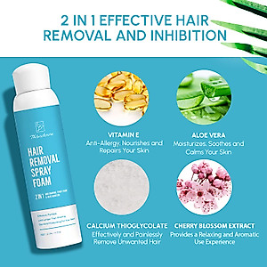 Hair Removal Spray Foam - Newest Formula from 100% Natural Ingredients - Effective & Painless - Cream - Body & Intimate Depilatory Spray Foam for Women & Men